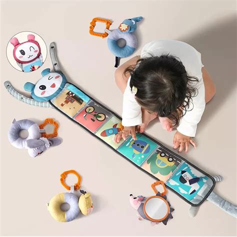 Интерактивни играчки за бебета и деца Tumama® 4 допълнителни висящи играчки книга с две