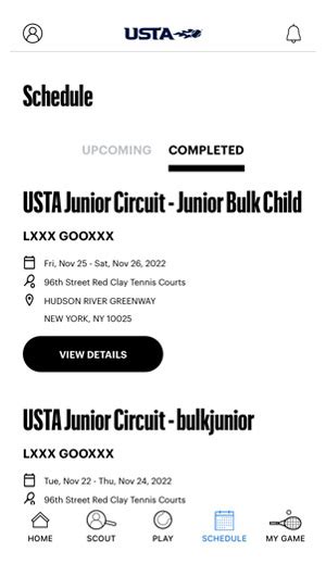 Check Your Schedule In The Usta Tennis App Usta Online Help Center