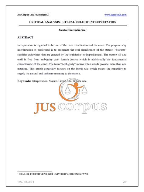 Literal Rule Pdf Plain Meaning Rule Statutory Interpretation