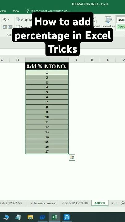 How To Add Percentage In Excel Tricks Ytshorts Exceltricks Shorts