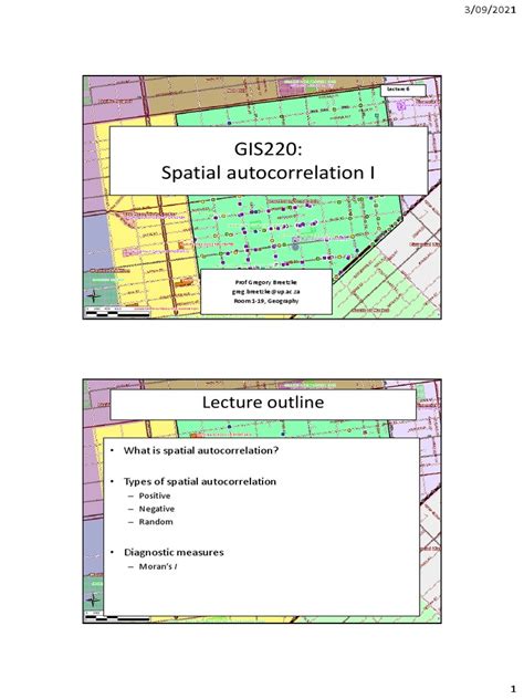 2021 Lecture 6 Spatial Autocorrelation I Slides Pdf Spatial Analysis Correlation And