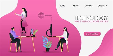 인터넷 벡터 일러스트 레이 션 개념을 통해 자신의 환자와 통신 하는 의사는 프리 젠 테이 션 웹 배너 Ui Ux 방문 페이지에