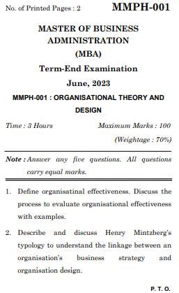 IGNOU MMPH Previous Years Solved Question Paper