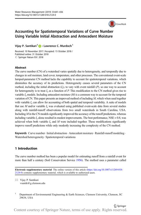 accounting for spatiotemporal variations of curve number using variable
