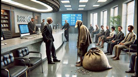 The Old Man Selling Lottery Tickets Carries A Sack Into The Bank And