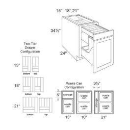 Shop Cheryl BWBT18 WTCD Base Waste Basket 18 W 2 Tier Cutlery Divider Double Wastecan For