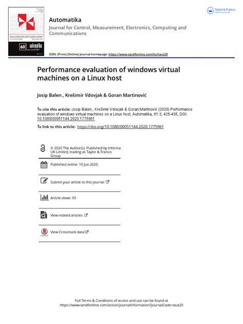 Performance Evaluation Of Windows Virtual Machines On A Linux Host Pdf Operating System