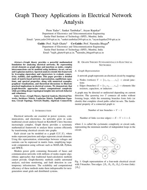Pdf Graph Theory Applications In Electrical Network Analysis