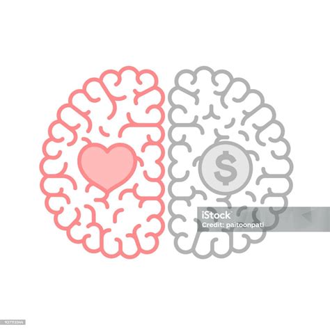 왼쪽 및 오른쪽 뇌 심장 기호 그림 복사본 공간 흰색 배경에 고립 사랑 개념 개요 스트로크 플랫 디자인 벡터 Eps 10 개념에 대한 스톡 벡터 아트 및 기타 이미지
