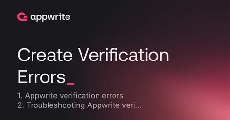 Create Verification Errors Threads Appwrite