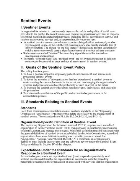 Sentinel Events Policy And Procedures