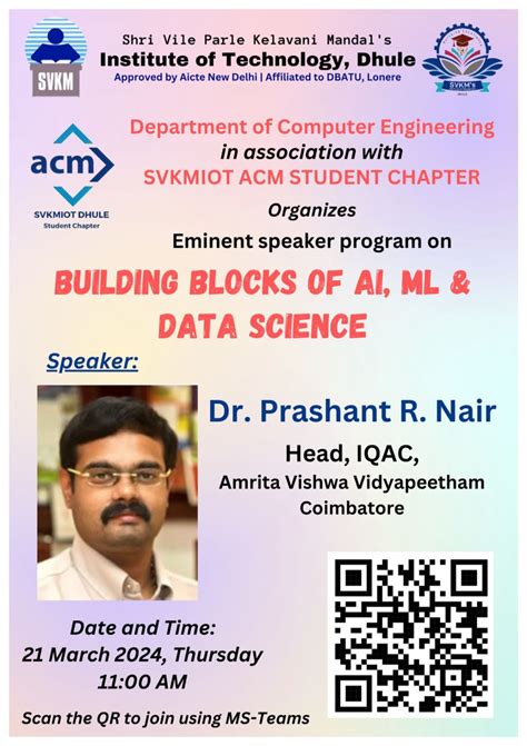 Prashant R Nair On Linkedin Acm India Eminent Speaker Talk For Svkms Institute Of Technology