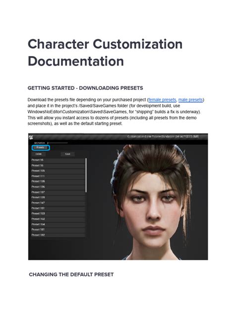 Character Customization Documentation Pdf Software Computing