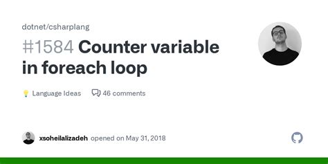 Counter Variable In Foreach Loop · Dotnet Csharplang · Discussion 1584
