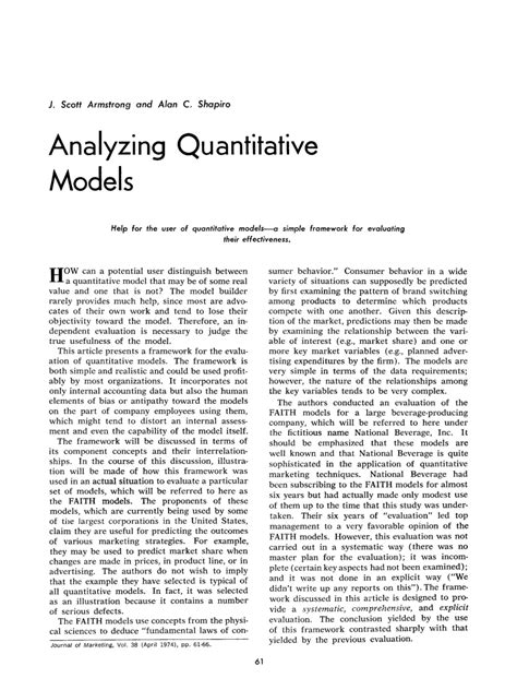 Pdf Analyzing Quantitative Models Help For The User Of Quantitative