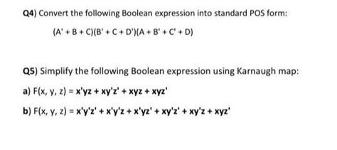 Solved Q4 Convert The Following Boolean Expression Into