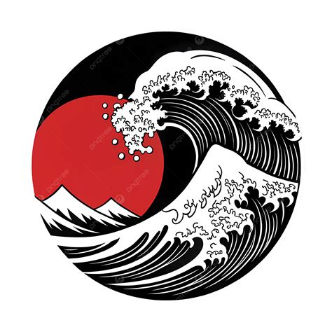 Japanese Wave Black And White Png Vector Psd And Clipart With