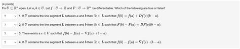 Solved 4 Points Fix U⊆rn Open Let Ab∈u Let Fu→r And
