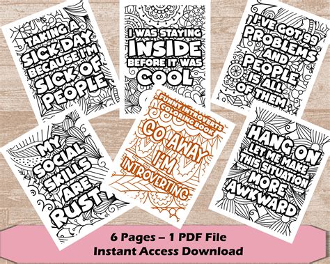 Introvert Coloring Book For Adults Printable PDF Go Away I M Introverting 2 Funny Colouring