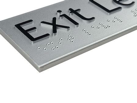 Braille Sign EXIT LEVEL Silver Great Grab