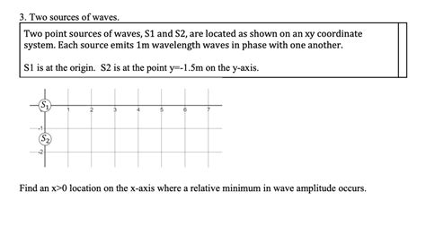 Solved 3 Two Sources Of Waves Two Point Sources Of Waves S1 And S2 Are Located As Shown On