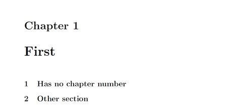 Section Without A Chapter Number In A Chaptered Document Tex Latex