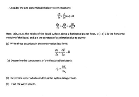 Solved Consider The One Dimensional Shallow Water Equations