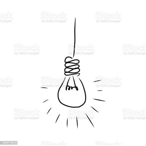 흰색 배경에 고립 된 빛나는 전구 손으로 그린 벡터 그림 아이디어의 창조적 인 개념 Edison 램프 조명 벡터 아이콘 그림 개요 선입니다 조명 전기 가게 아이디어