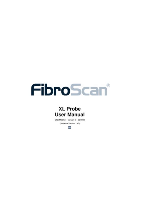 Fibroscan Xl Probe User Manual Ver 3 Sw 1 40 May 2009 Pdf Download