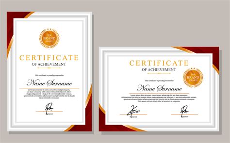 certificate design simple modern a4 luxury red gold 21309156 vector art
