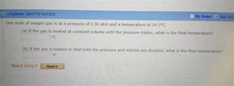 Solved 2 Points Sercp10 10 P029 My Notes Ask Yous One Mole