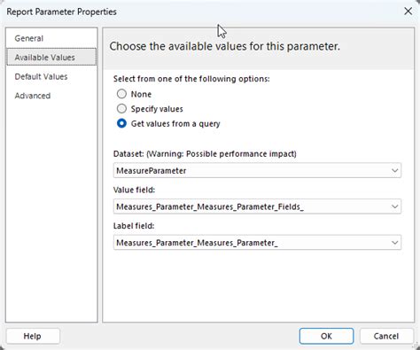 power bi using field parameters in paginated reports random