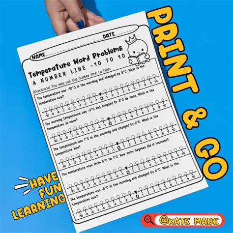 Temperature Word Problems Using Number Line Positive And Negative Integers