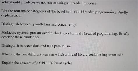 Solved Why Should A Web Server Not Run As A Single Threaded