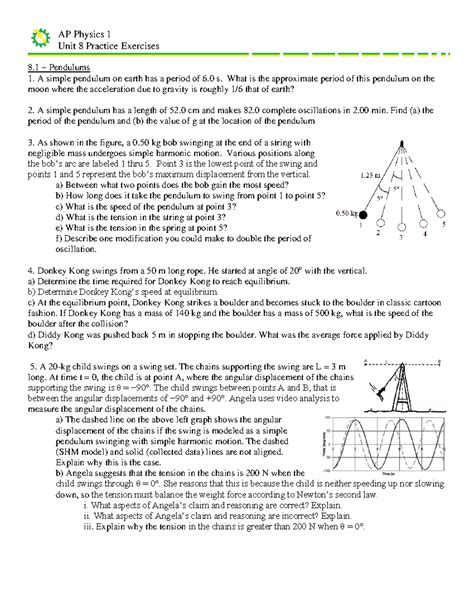 Ap Physics 1 Unit 8 Practice Problems On Pendulums And Springs Studocu