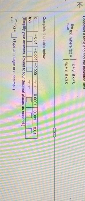 Solved Construct A Table And Find The Indicated Limit
