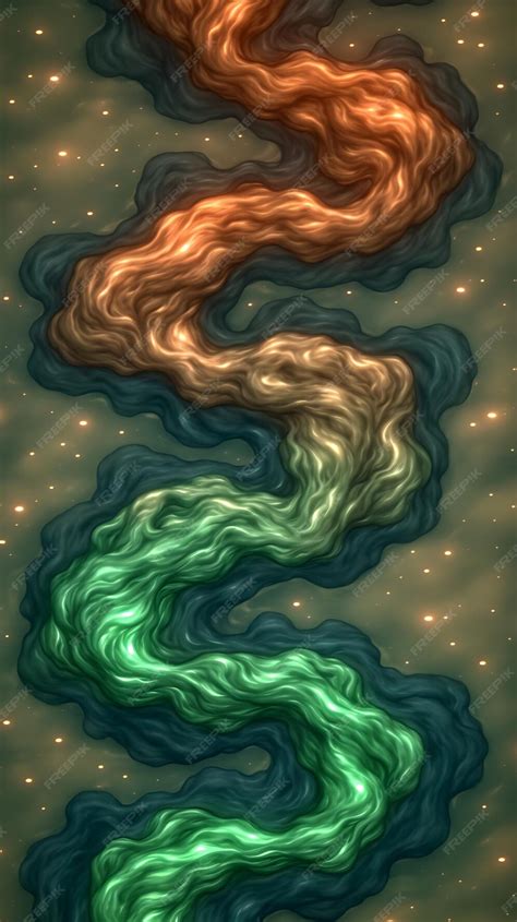 Abstract Wavy Design With Green And Orange Tones Premium Ai Generated Image