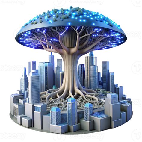 Futuristic Cityscape A Symbiotic Tree And Urban Ecosystem 55060014 Png