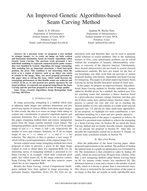 pdf an improved genetic algorithms based seam carving method