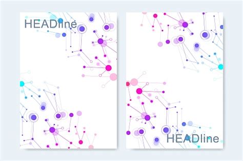 현대 벡터 템플릿 브로셔 커버 배너 전단지 연례 보고서에 대 한 전단 추상 미술 구성 선과 점 들을 연결입니다 파도 흐름 디지털 기술 과학 의료 개념 0명에 대한 스톡 벡터