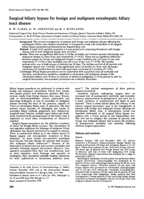 Pdf Surgical Biliary Bypass For Benign And Malignant Extrahepatic