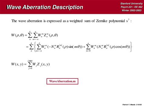 Ppt Zernike Polynomials And Their Use In Describing The Wavefront Aberrations Of The Human Eye