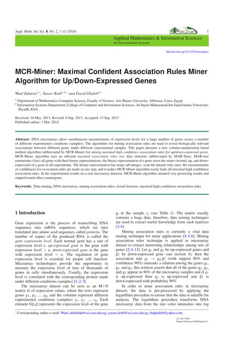 Pdf Mcr Miner Maximal Confident Association Rules Miner Algorithm For Updown Expressed Genes