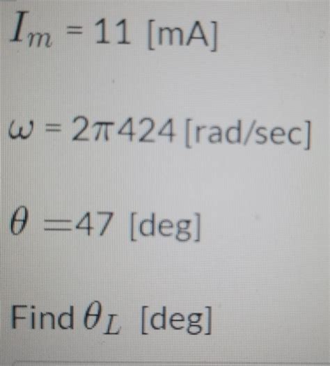 Solved Return Il T I T Imcos Wt Vi T L Mh Chegg Com