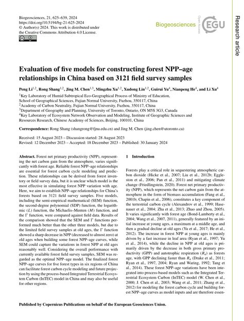 Pdf Evaluation Of Five Models For Constructing Forest Npp Age Relationships In China Based On