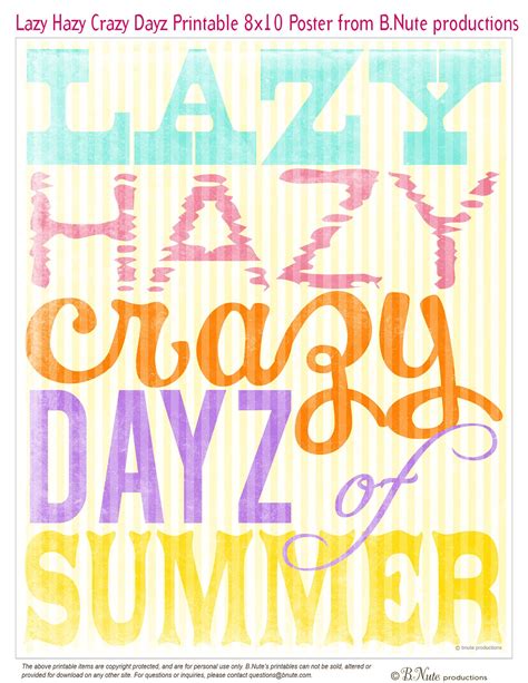 Free Printable Lazy Hazy Crazy Days Of Summer Sign