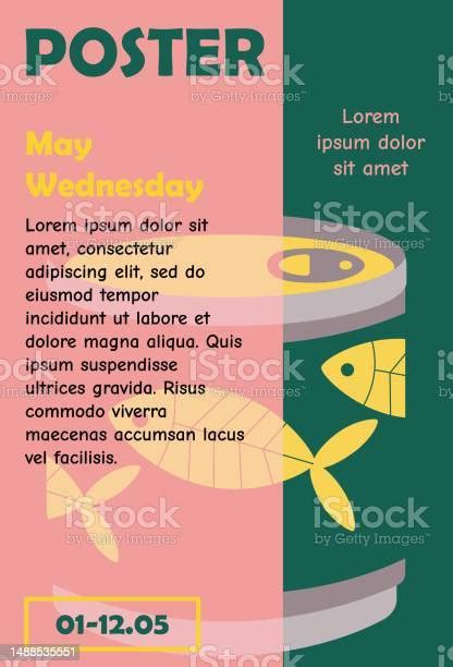 포스터 생선 통조림과 텍스트가 있는 배너 템플릿 디자인 타이 포 그래피 가축에 대한 스톡 벡터 아트 및 기타 이미지 가축