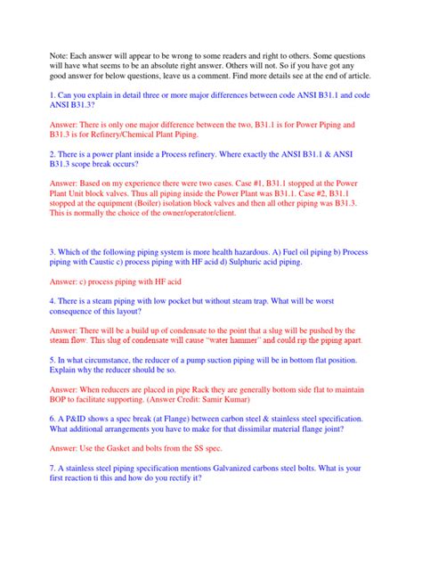 Piping Interview Power Plant Pdf Pipe Fluid Conveyance Valve