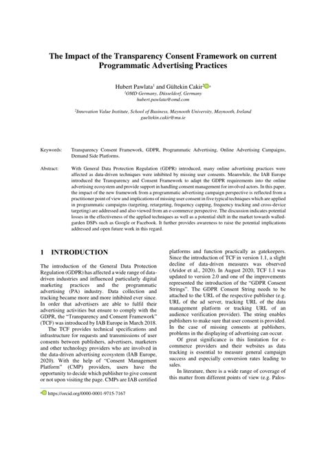 Pdf The Impact Of The Transparency Consent Framework On Current Programmatic Advertising Practices