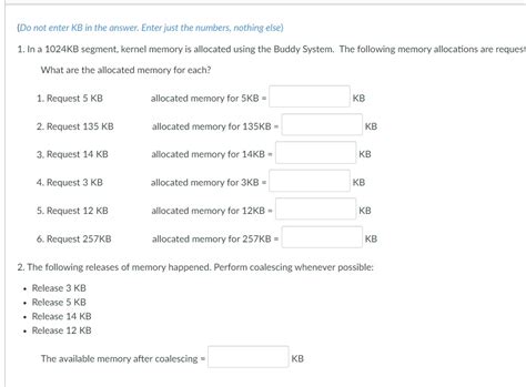 Solved Do Not Enter Kb In The Answer Enter Just The